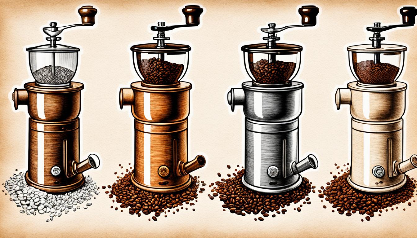 What are the different grind size settings available on a manual grinder?